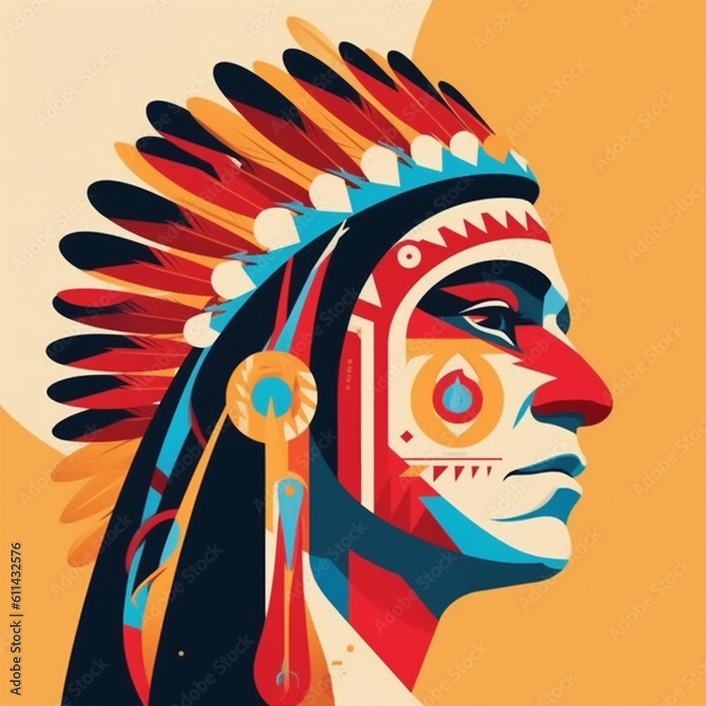 Indigenous man with face paint. Indigenous peoples day face paint Stock ...