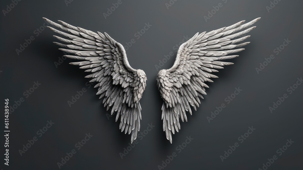silver Angel Wings Mockup,isolated on gray background,Generative AI ...