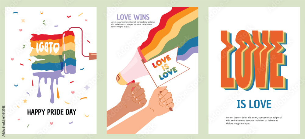 Set of posters cards for LGBTQ Pride Month. Stock Vector | Adobe Stock