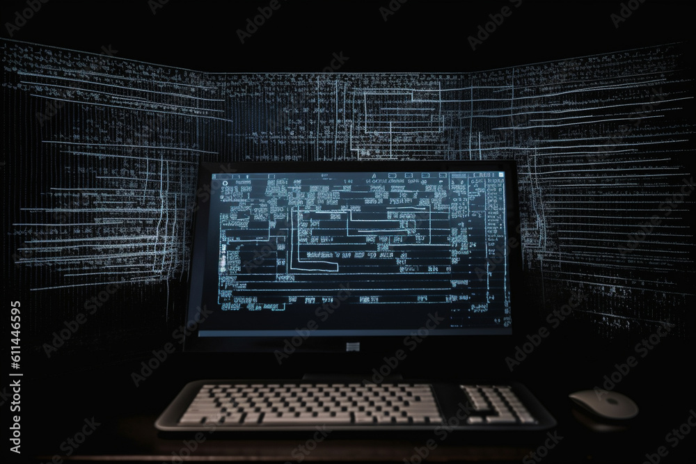 A hyper-realistic image of a computer screen filled with lines of code ...
