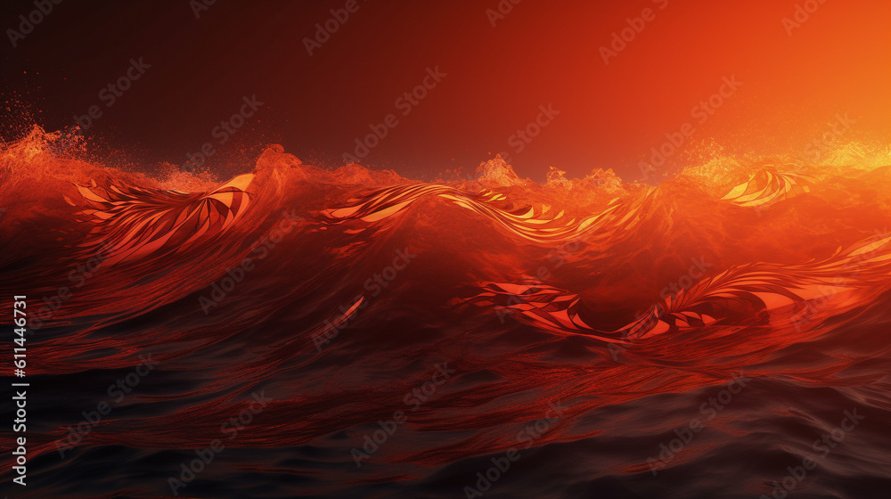 Blazing Ocean Waves. A dynamic 3D render capturing the energy of water ...