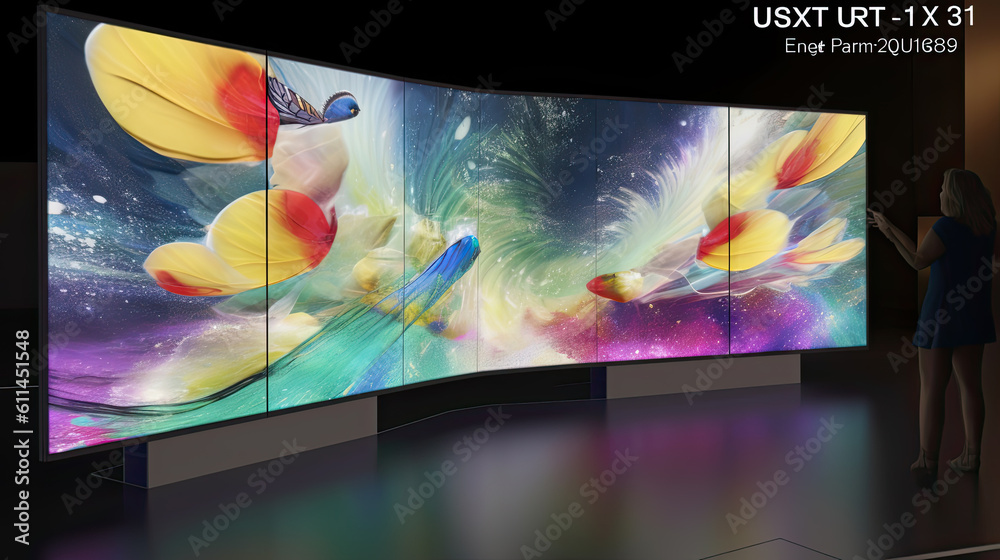 Concept of large flexible TV screen or professional led monitor for ...