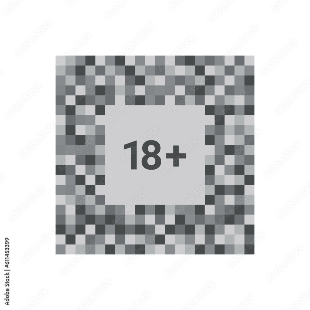 Pixel censored 18+ signs element. Adult only Blurred beige censorship ...