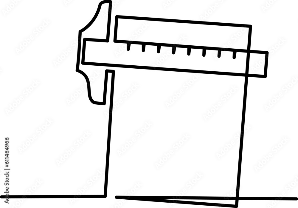 Architect t-square. Continuous one line drawing. vector outline Stock ...
