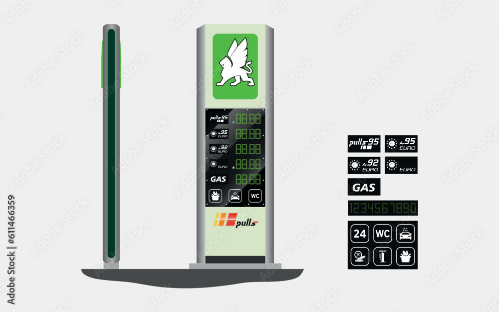 Vector Gas station display stand, vector template isolated made in ...