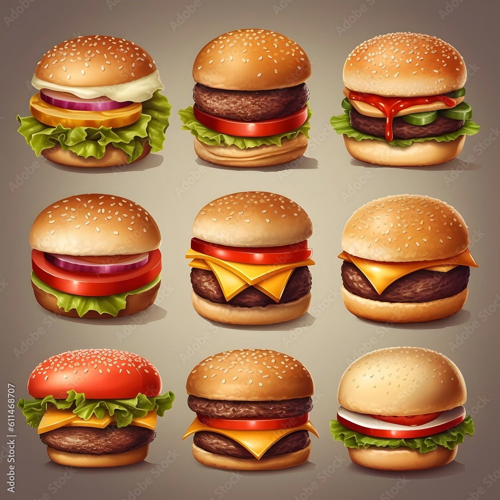 hamburger icons that are different styles of hamburgers, in the style ...