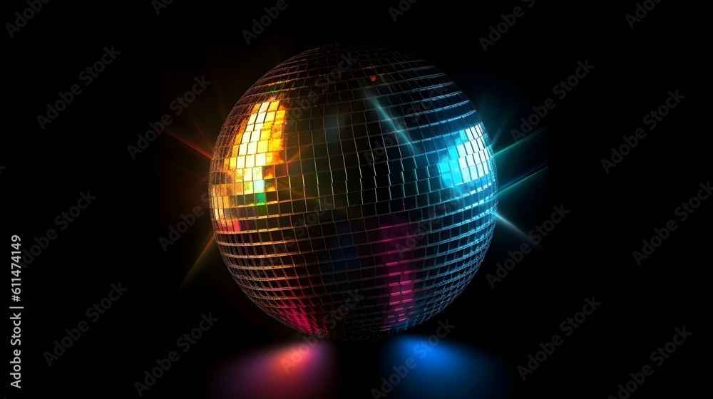 Colorful shiny sphere disco ball on a dark background. Stock ...