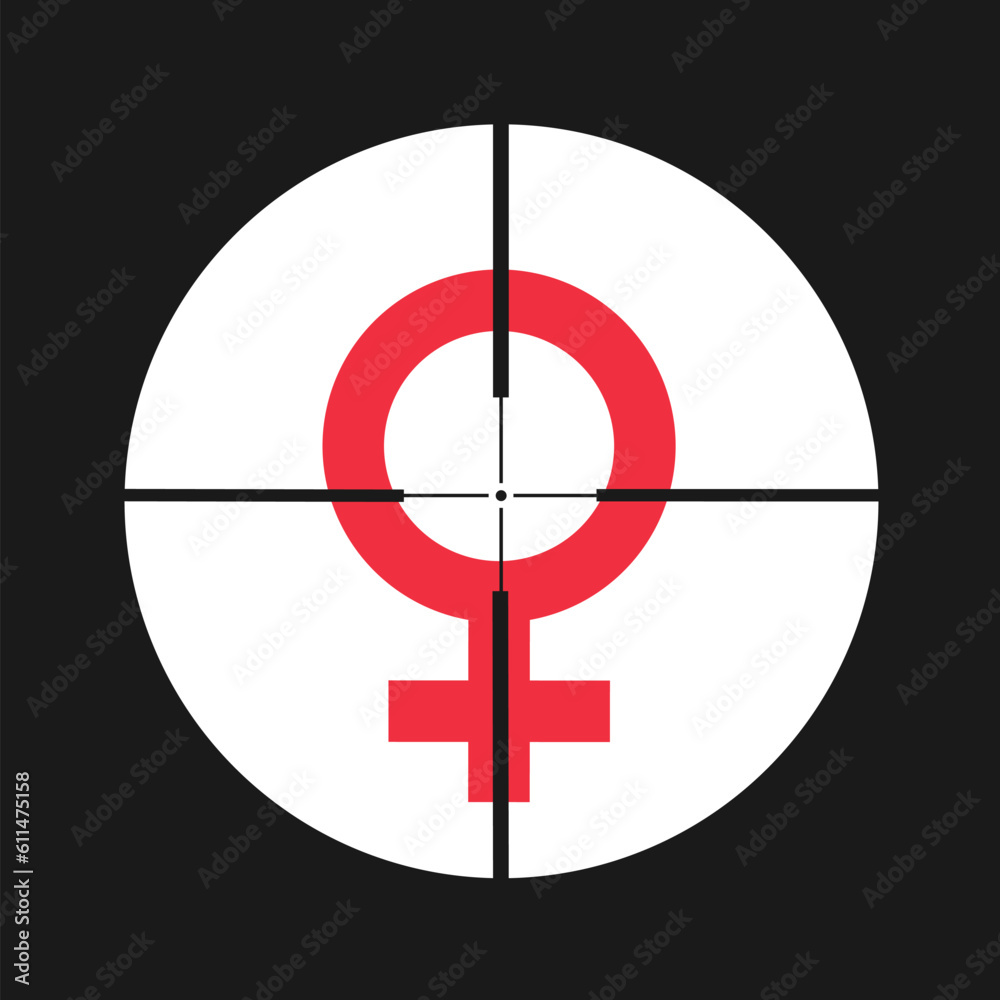 Misogyny Gunsight Targetting On Female Sex Symbol As Metaphor Of