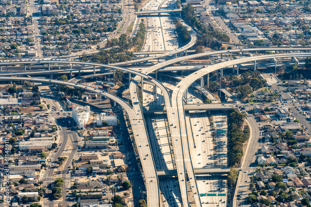 Harbor Gateway North, Southern California, USA Daytime Aerial view of ...