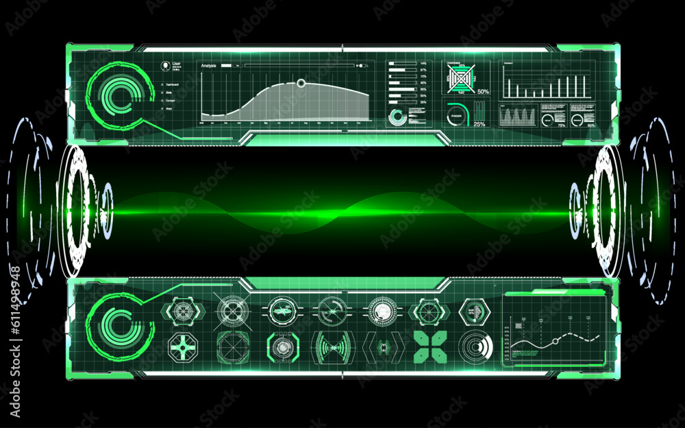 Futuristic Vector HUD Interface Screen Design. Digital callouts titles ...