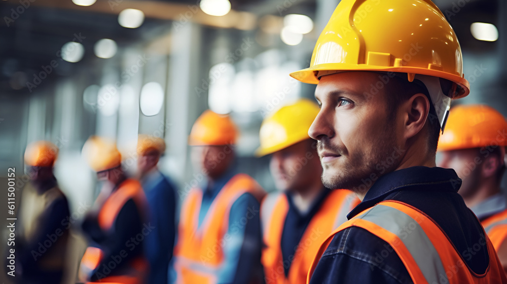 Engineer at construction site wearing safety helmet Confident engineer ...