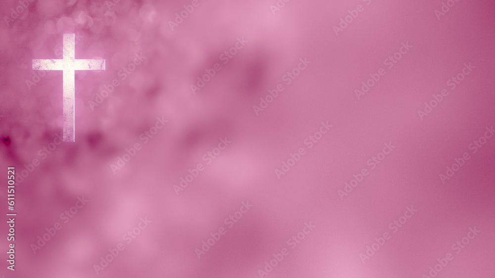 Christian Cross on Horizontal liturgical rose pink banner background ...
