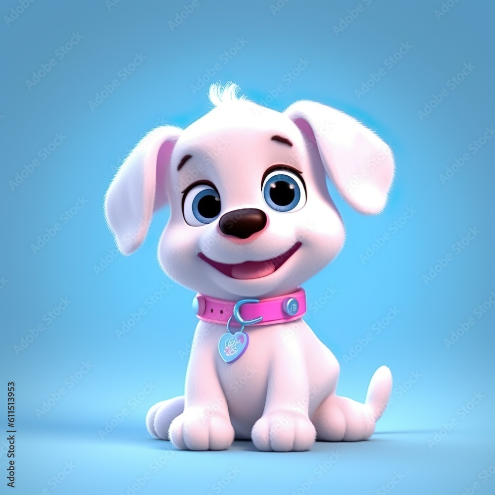 Cute Cartoon Dog Adorable And Lovable Chracter 3D Stock Illustration ...