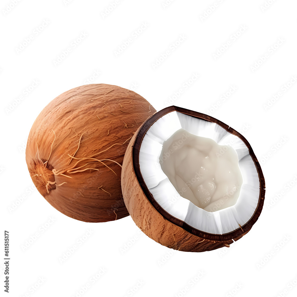 Realistic 3d detailed Coconut, isolated on transparent background ...