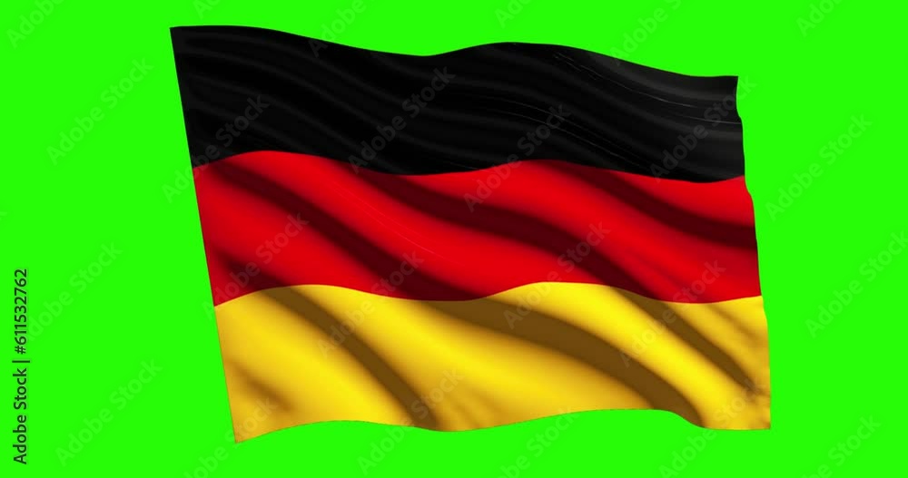 3D Illustration of the waving flag on a pole of german with Green ...