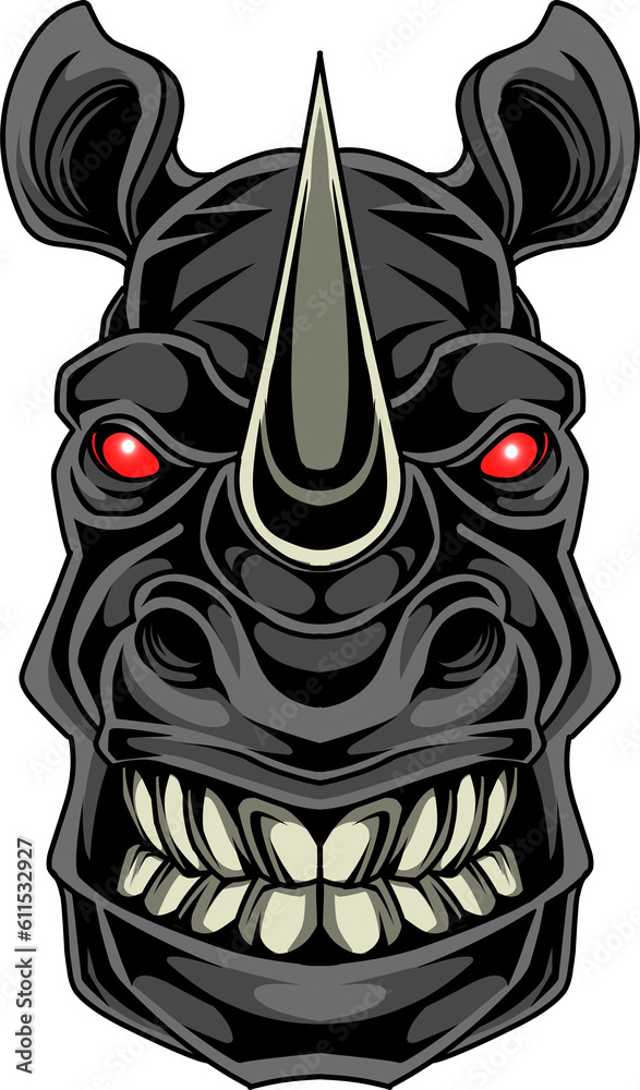 Angry Rhino Head Drawing