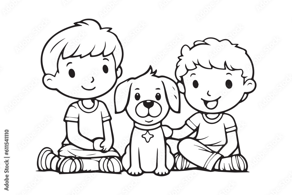 Kids Coloring Book, Coloring Pages, Dog Character Coloring Page With ...