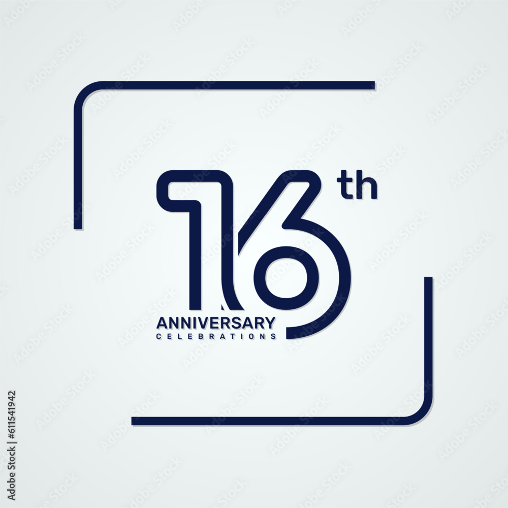 16th anniversary logo design with double line style concept, logo ...