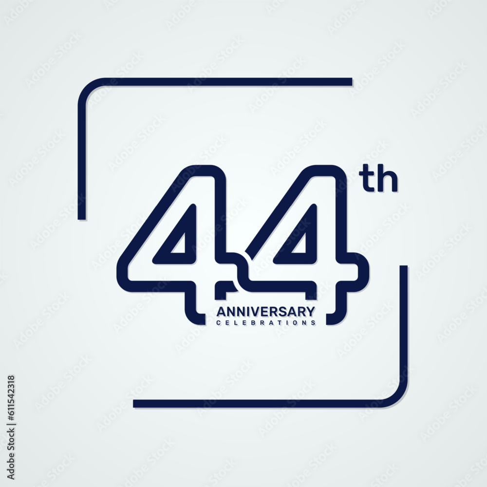 44th anniversary logo design with double line style concept, logo ...