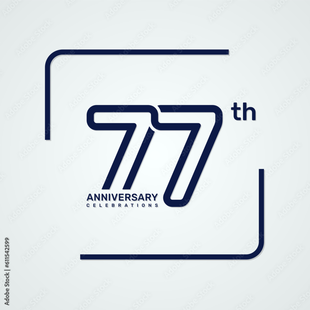 77th anniversary logo design with double line style concept, logo ...