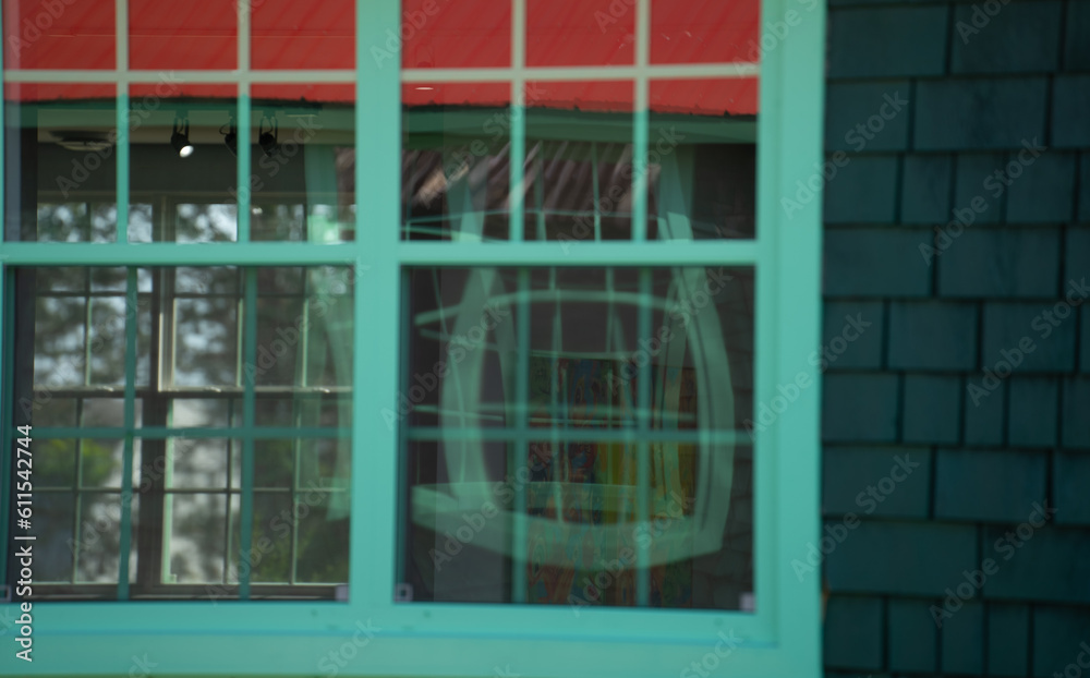 Illustrazione Stock reflection in window of other windows with ...