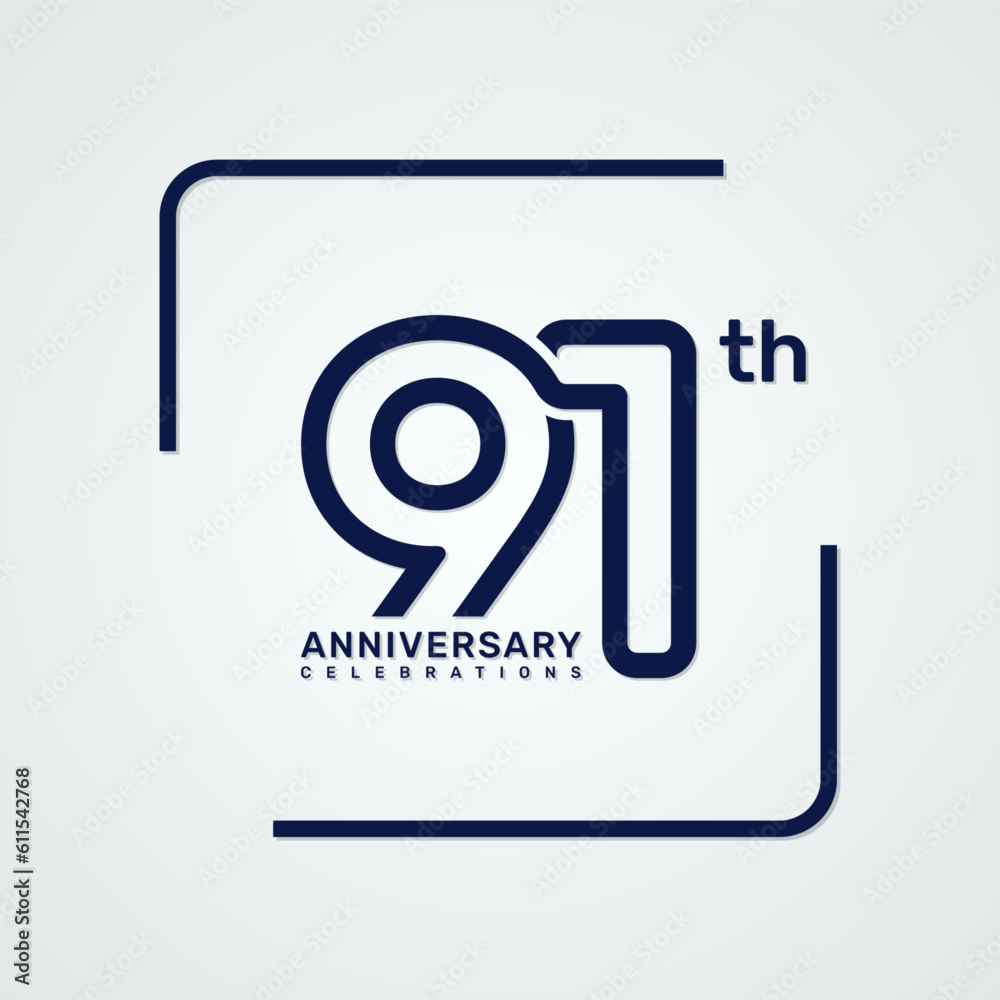 91th anniversary logo design with double line style concept, logo vector template Stock Vector ...