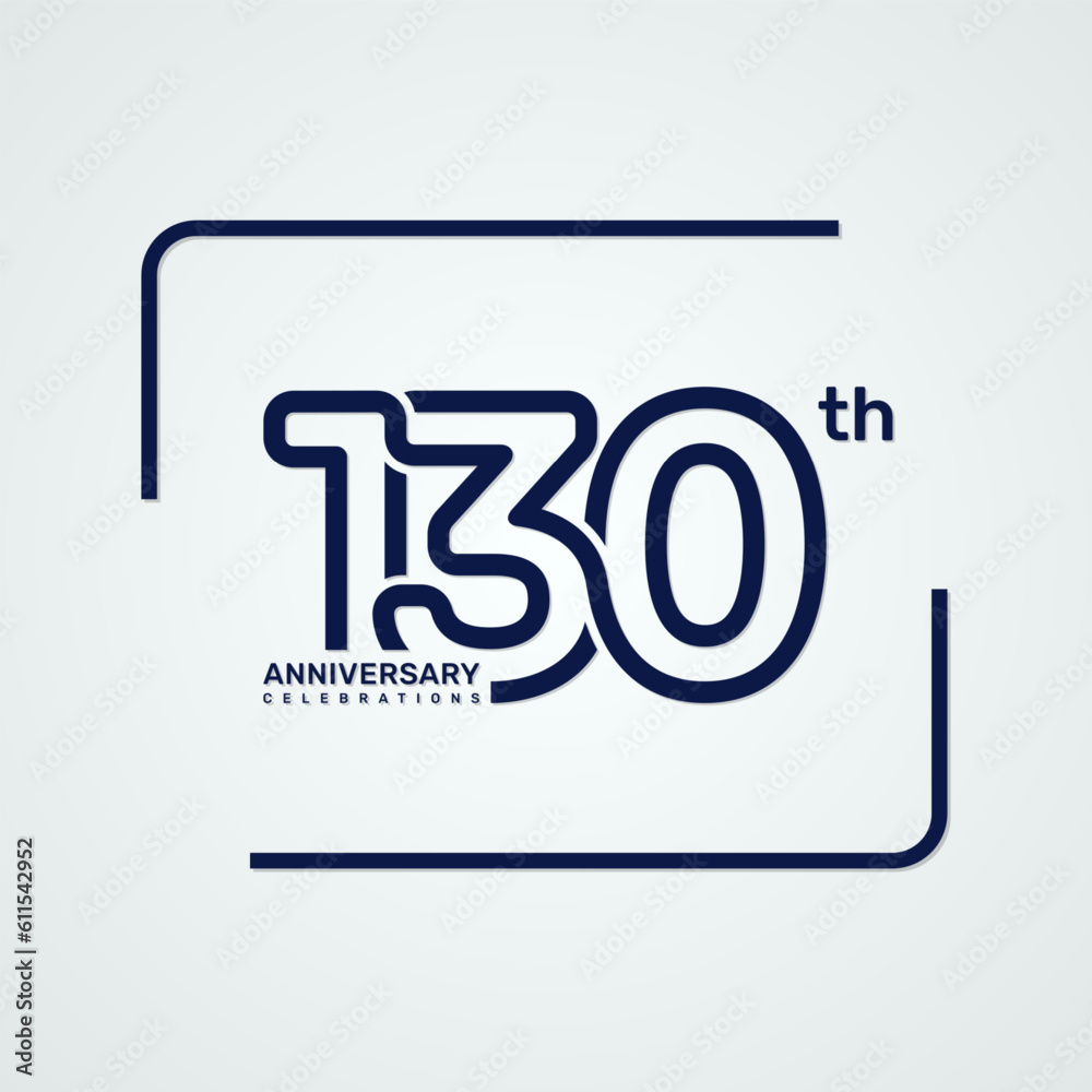 130th anniversary logo design with double line style concept, logo vector template Stock Vector ...