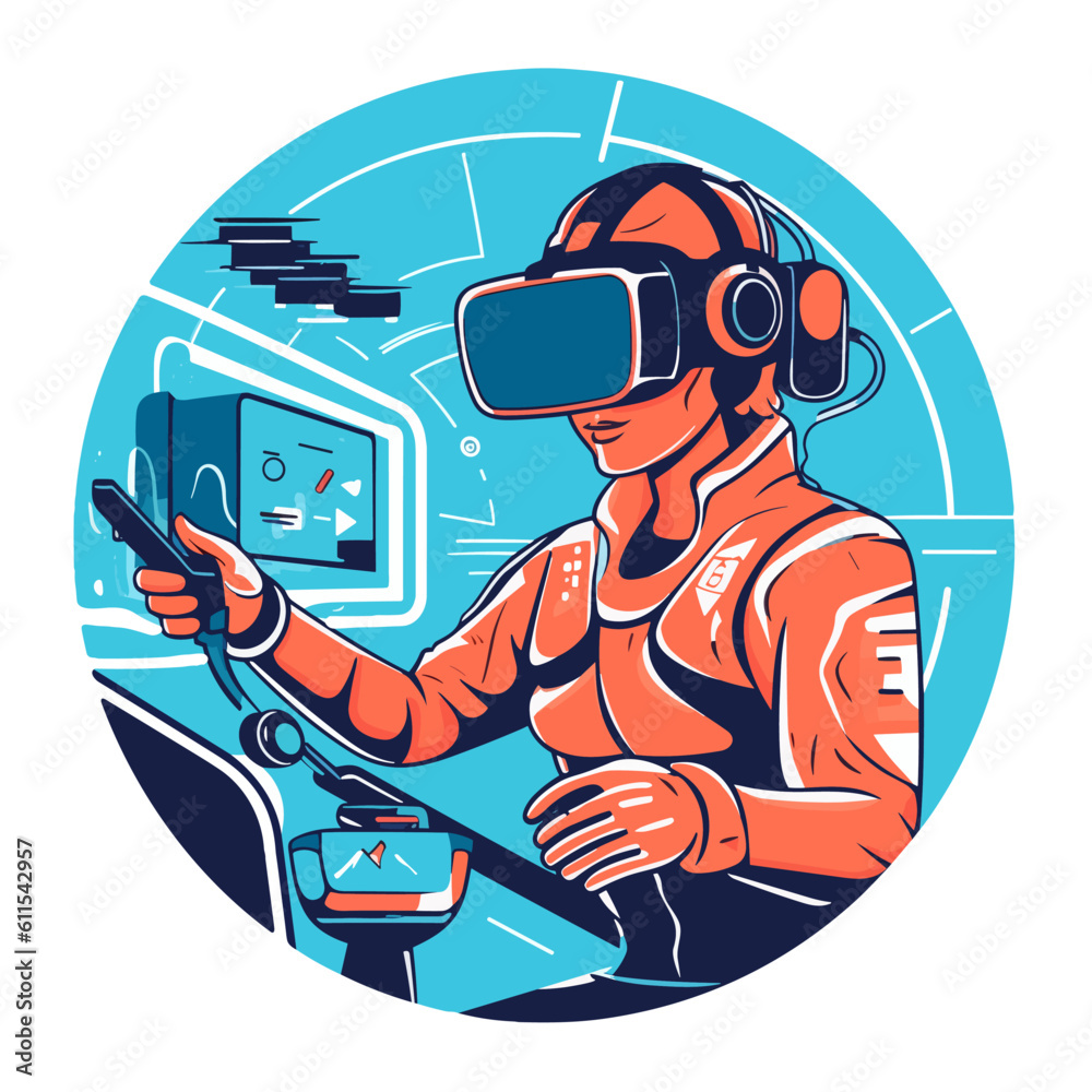 VR virtual reality headset vector 2d illustration transparent ...