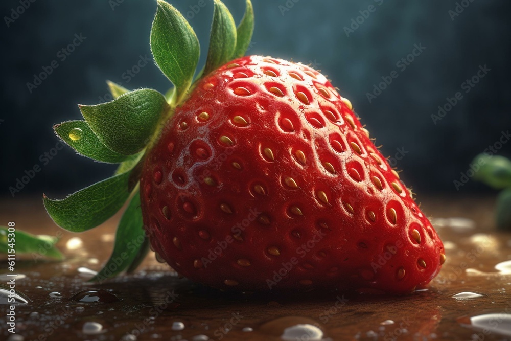Realistic strawberry illustration, sliced for a closer look. Generative ...