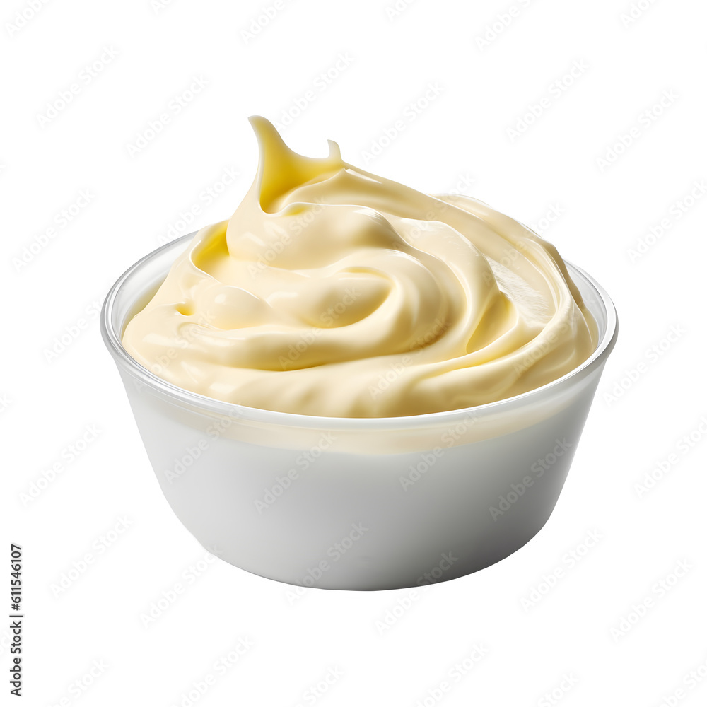 Poster Mayonnaise souse in a bowl on white PNG Transparent background ...