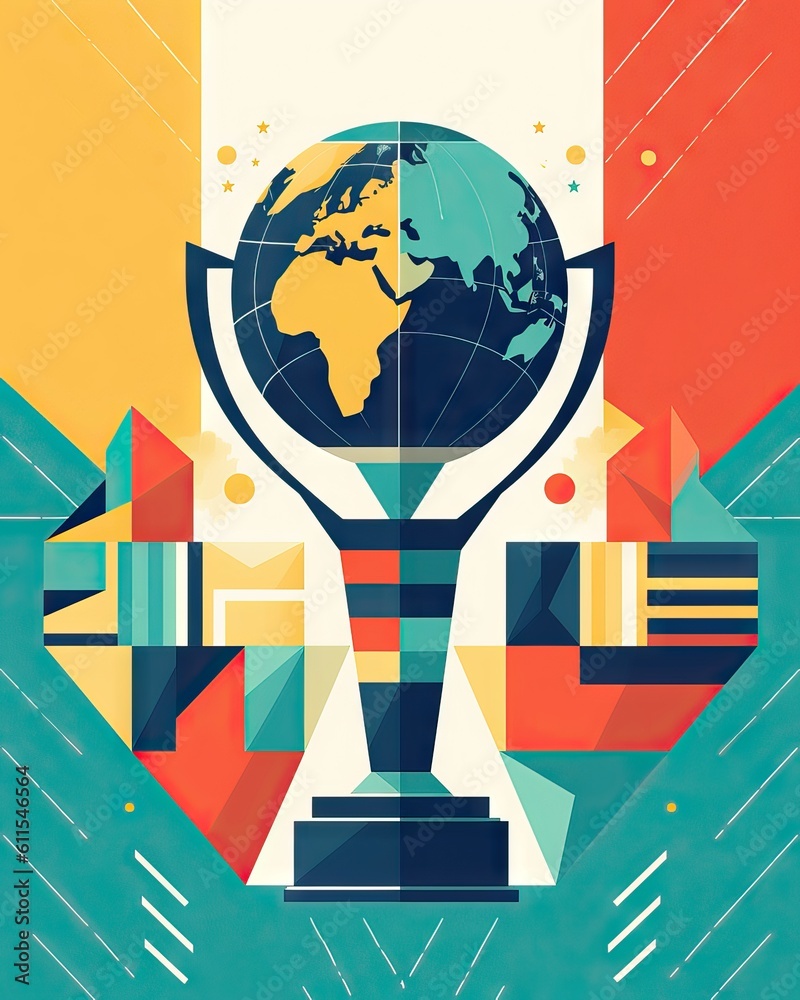 Colorful illustration of the World Cup trophy for football or other ...