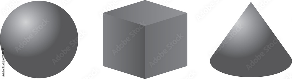 Set of 3d shapes on transparent background Stock Illustration | Adobe Stock