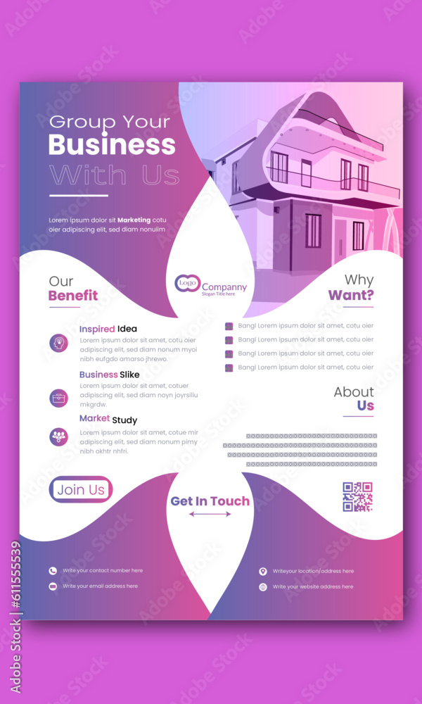 Modern A4 size Business Flyer vector template layout. Brochure cover ...