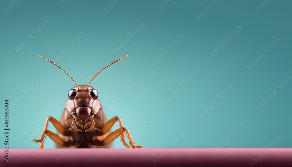 Creative animal concept. Cockroach roach pest peeking over pastel ...