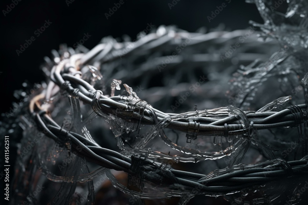 Transparent razor wire coils for graphic use in prisons and borders ...