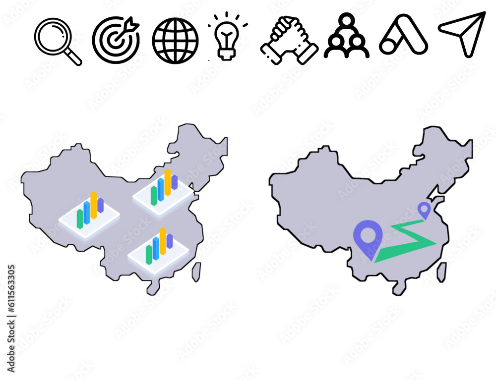 world map with multiple locations. world map with color pointers and ...