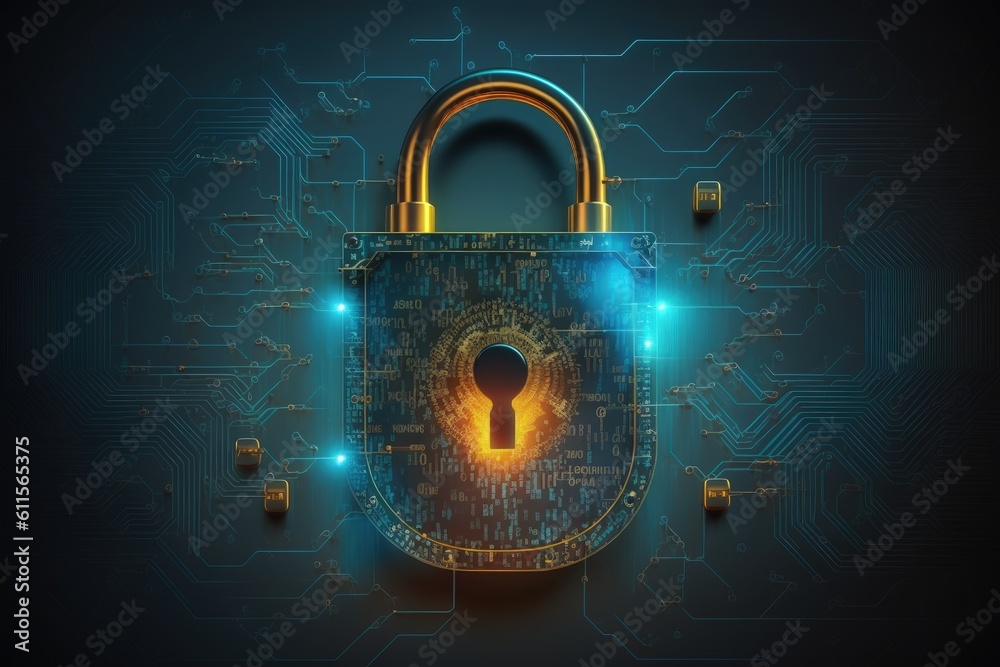 Cybersecurity Padlock, Digital Lock on Technology Network Data ...