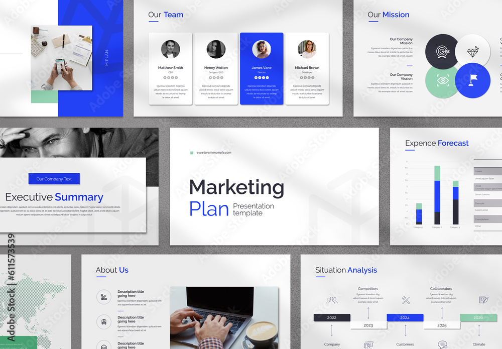 Marketing Plan Presentation Layout Stock Template | Adobe Stock