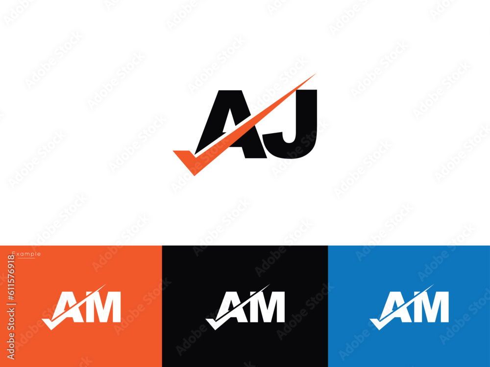 Check Mark Logo Aj ja Letter Template For You Stock Vector | Adobe Stock