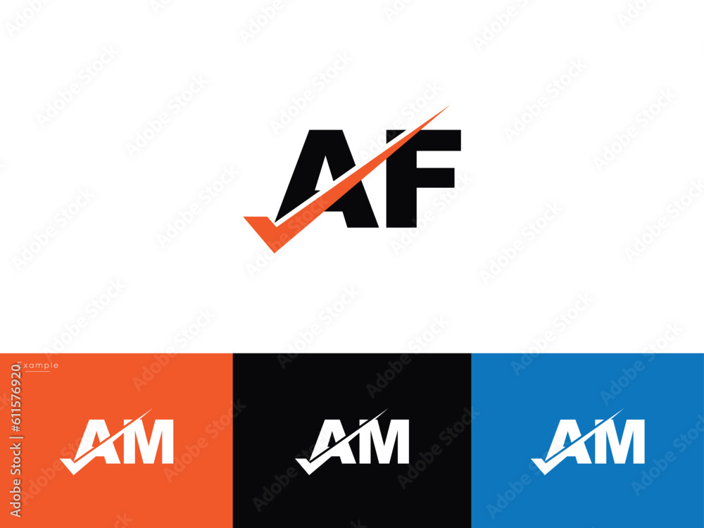 Check Mark Logo Af fa Letter Template For You Stock Vector | Adobe Stock