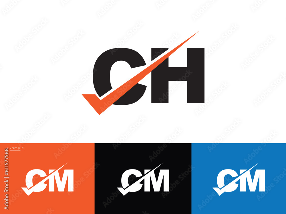 Initial Business ch hc Logo Letter And Check mark symbol Stock Vector ...