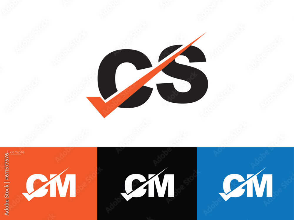 Initial Business cs sc Logo Letter And Check mark symbol Stock Vector ...