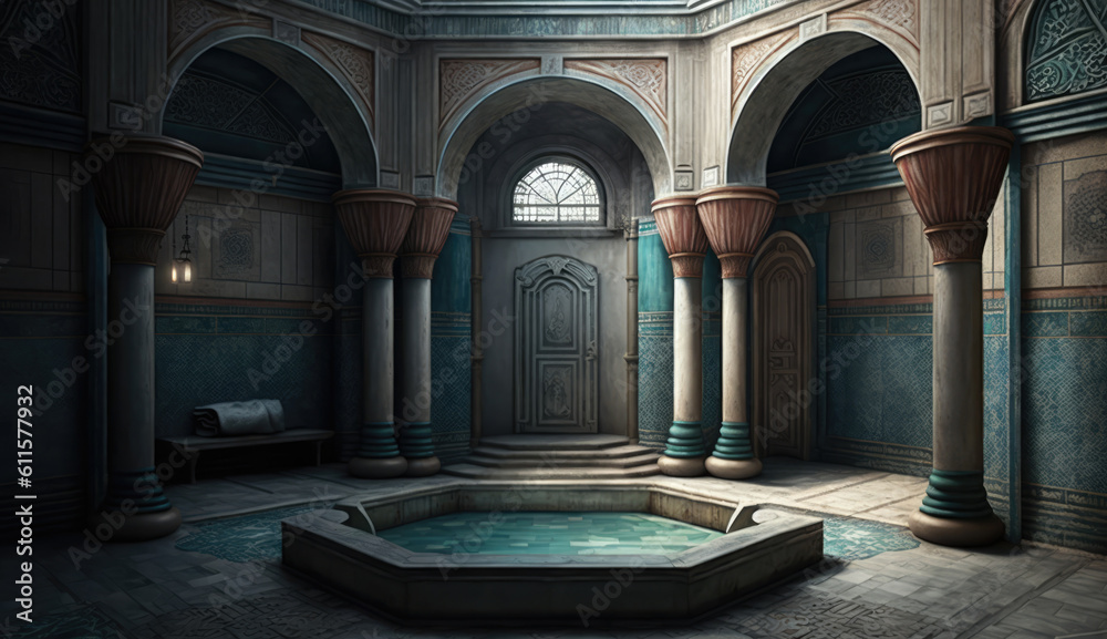 Hammam interior, Turkish bath. Turkish hammam. Oriental bath. Abstract ...