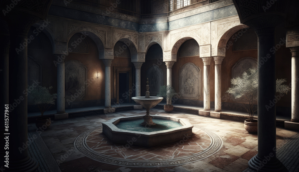 Hammam interior. Turkish bath. Turkish hammam. Oriental bath hall ...