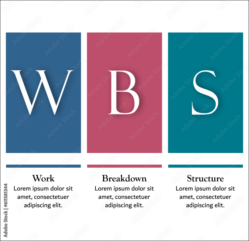 WBS - Work Breakdown Structure Acronym. Infographic template with icons ...