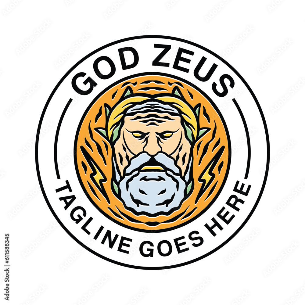 God Zeus Mythology Logo Vector Graphic Design illustration Vintage ...