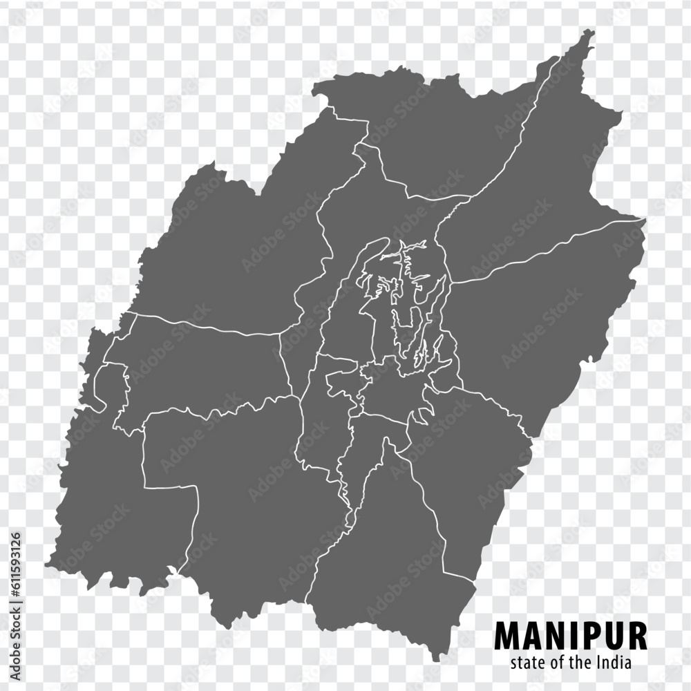 Blank map State Manipur of India. High quality map Manipur with ...