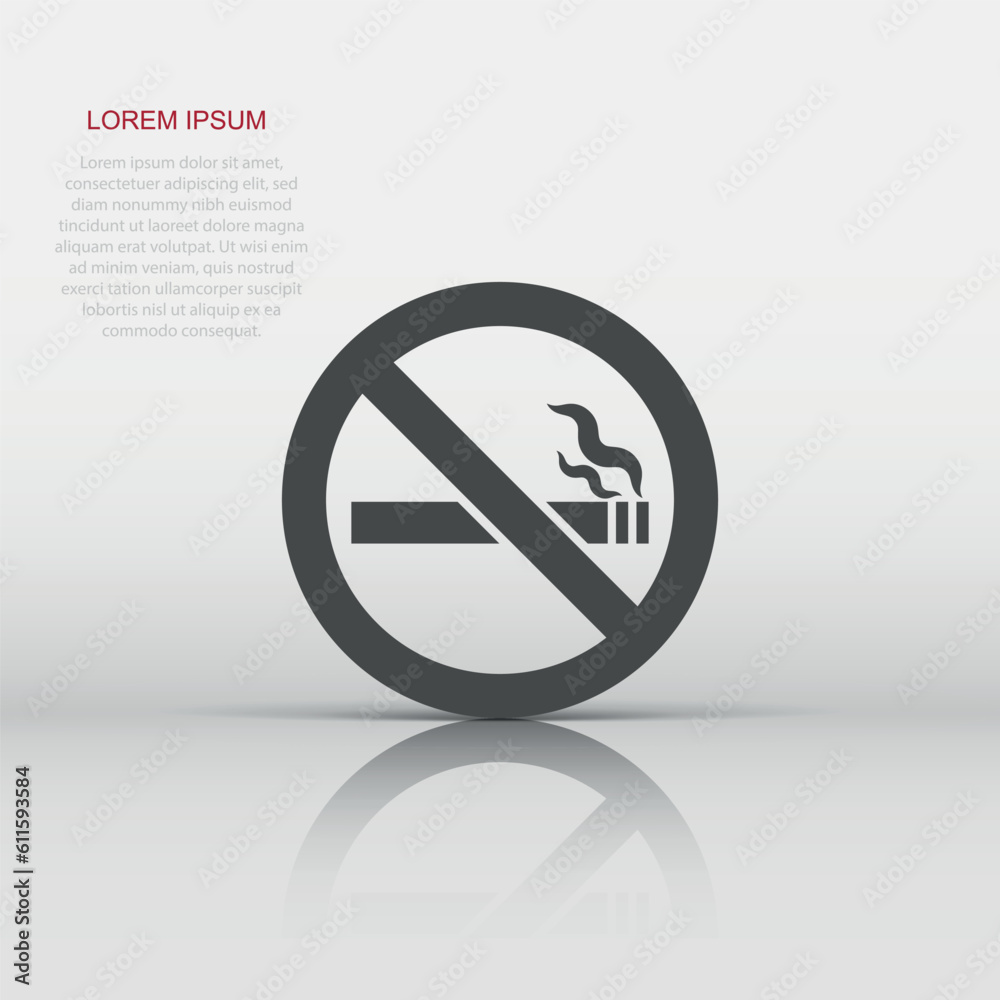 No smoking sign icon in flat style. Cigarette vector illustration on ...