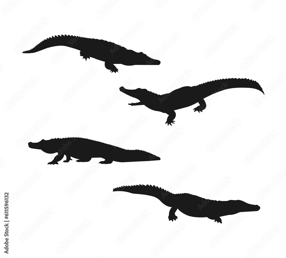 crocodile set.zoo animal thin line design.vector illustration.Vector of ...