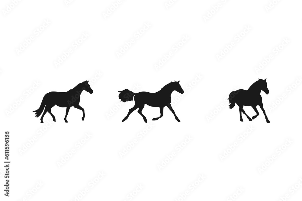Horse collection - vector silhouette.Animal symbol. Stallion pictogram ...